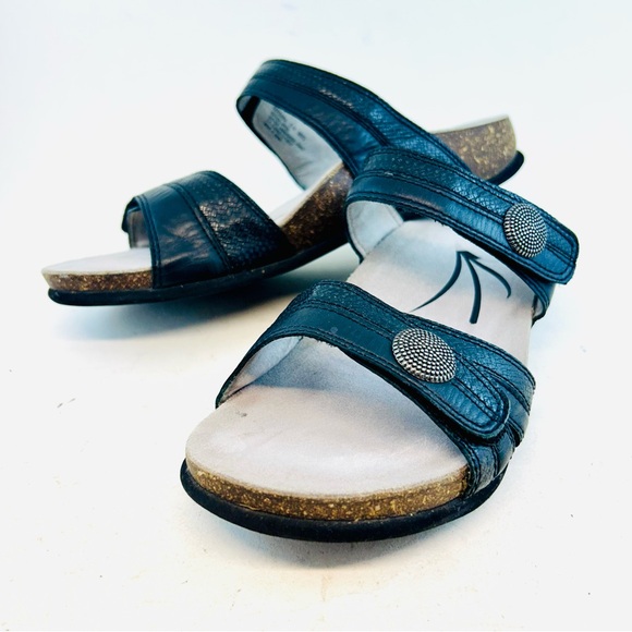 Abeo | Shoes | Abeo Bio System Black Leather Barbara Adjustable Slides ...
